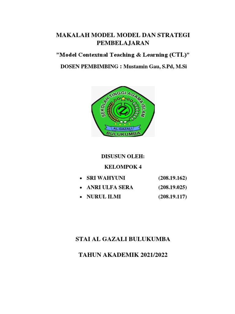 Makalah Model Model Dan Strategi Pembelajaran "Model Contextual ...