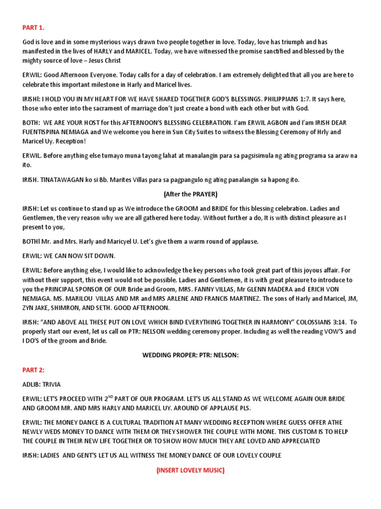 SCRIPT | Download Free PDF | Wedding | Ceremonies