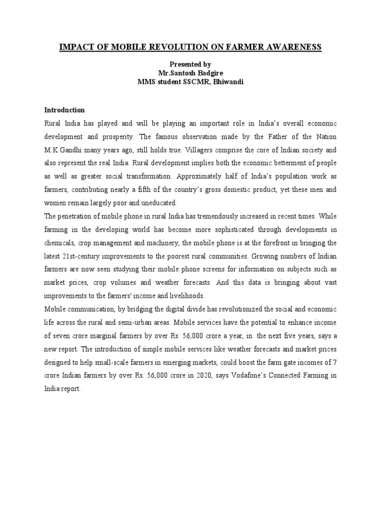 Mobile Awareness | PDF | Agriculture | Mobile Phones