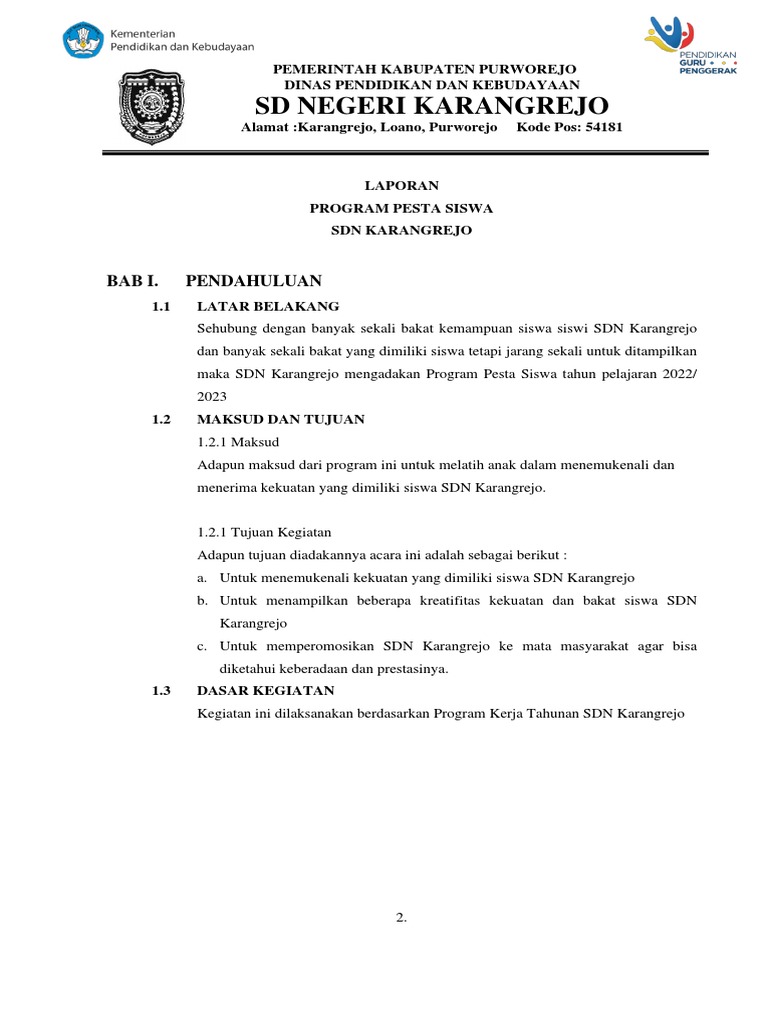 Laporan Kegiatan Pelaksanaan Program Kreatif Dan Inovatif | PDF