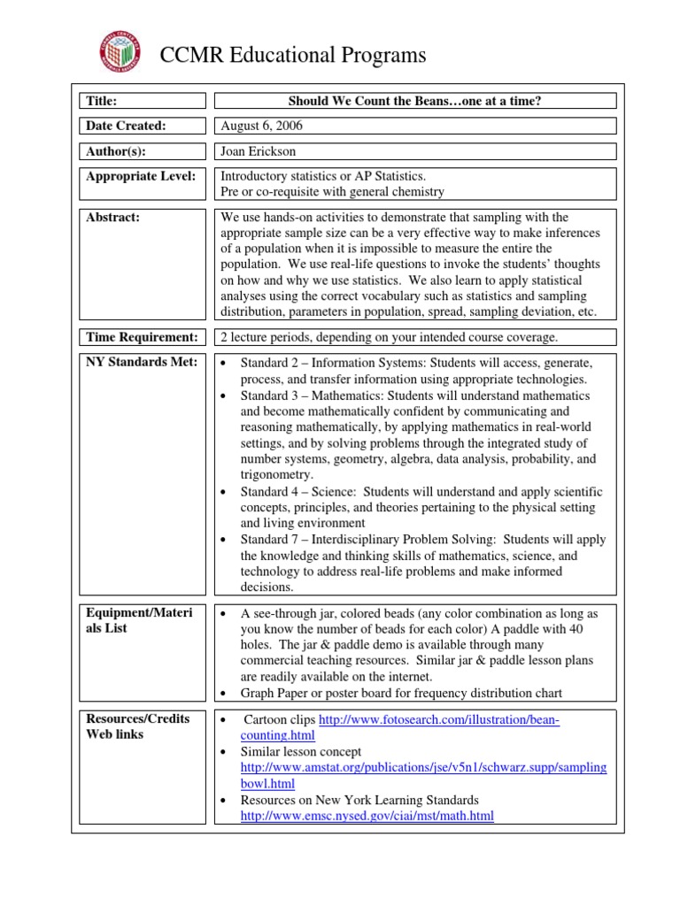 Bean Counting | Download Free PDF | Statistics | Mathematics