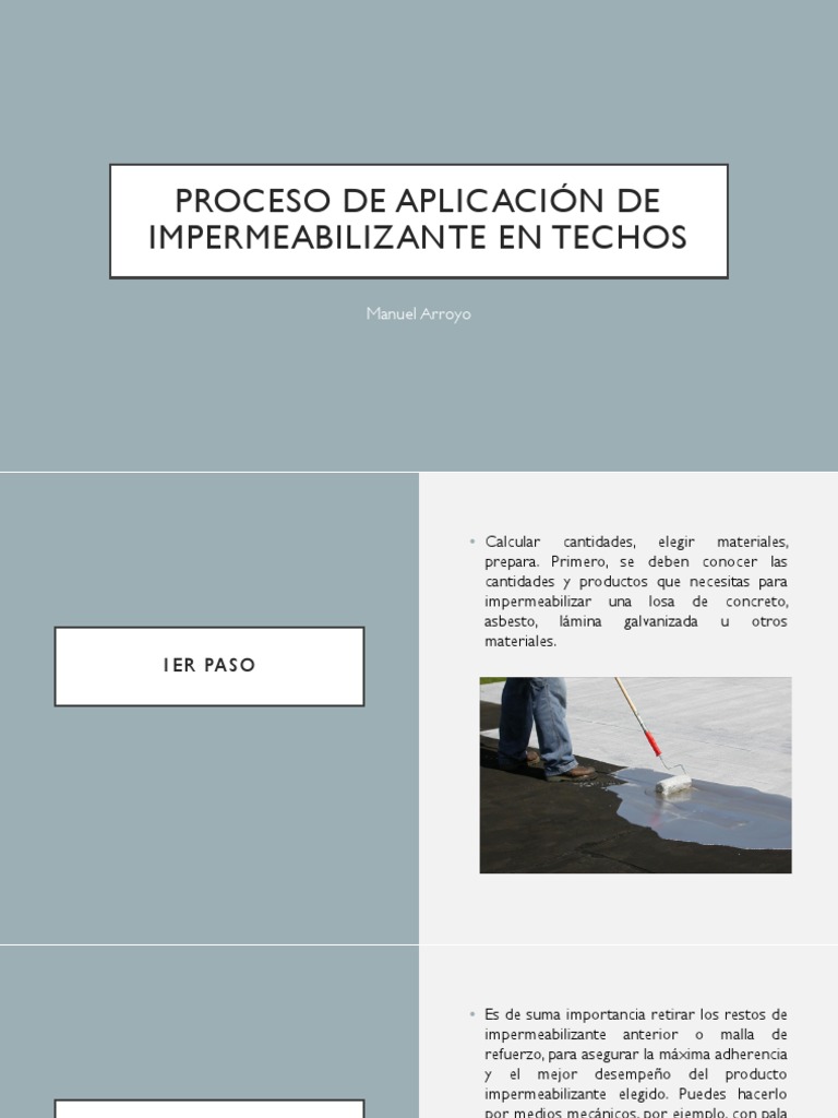 Proceso de Aplicación de Impermeabilizante en Techos Manuel Arroyo | PDF | Ingeniería de ...