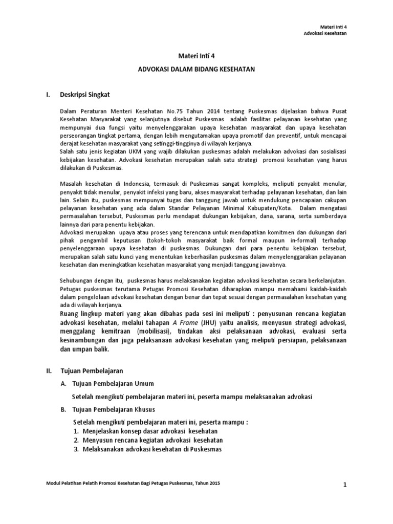 Materi Inti 4-Advokasi Kesehatan - Okt | PDF
