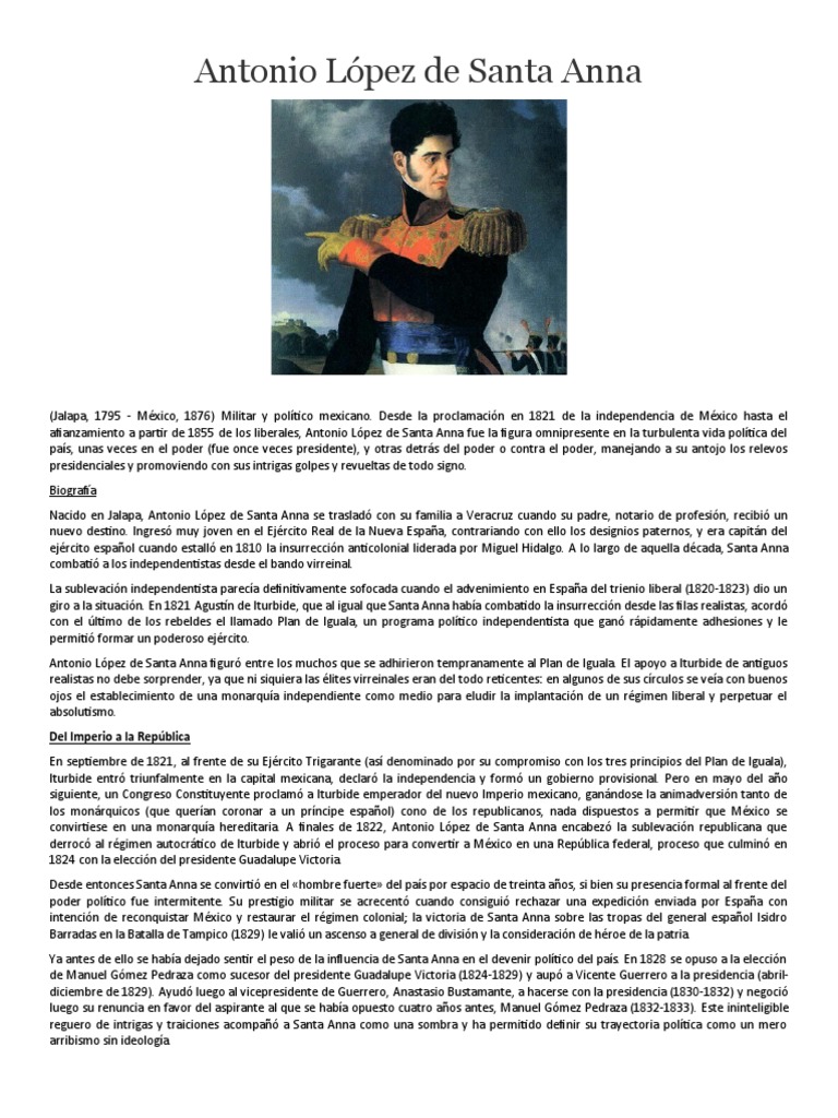 Biografía Antonio López de Santa Anna | PDF | Texas mexicano | Guerra mexicano-estadounidense