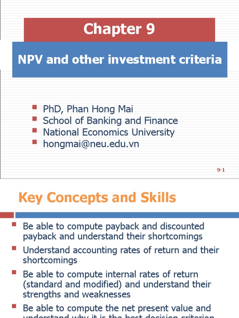 Handout - Chapter 9 - NPV and other Investment Criteria | PDF ...