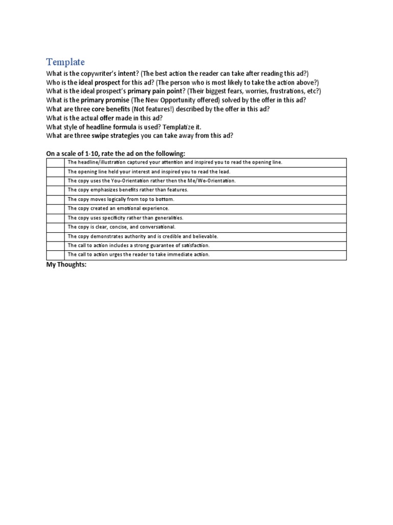 30-Day Copywriting Challenge Template | PDF
