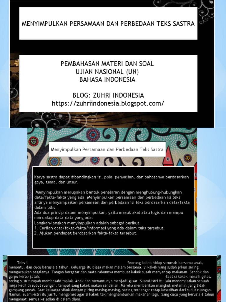 Persamaan Dan Perbedaan Teks Sastra | PDF Persamaan Dan Perbedaan Teks Sastra | PDF