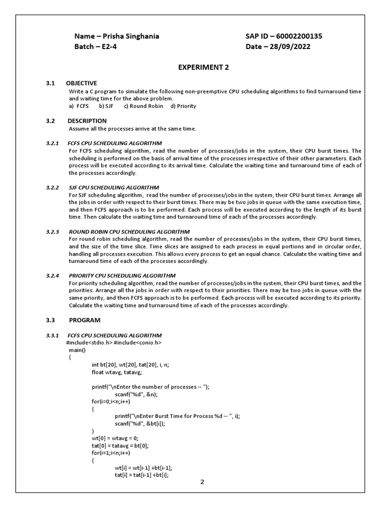 Exp-02 | Download Free PDF | Scheduling (Computing) | Computer Programming