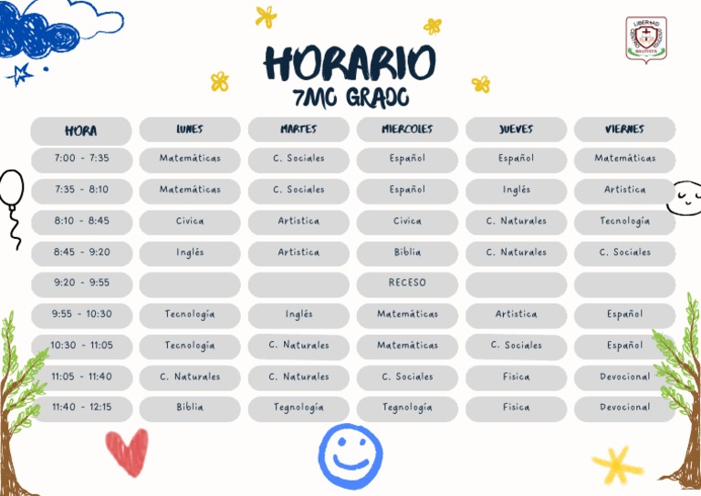 Horario Septimo Grado PDF | PDF
