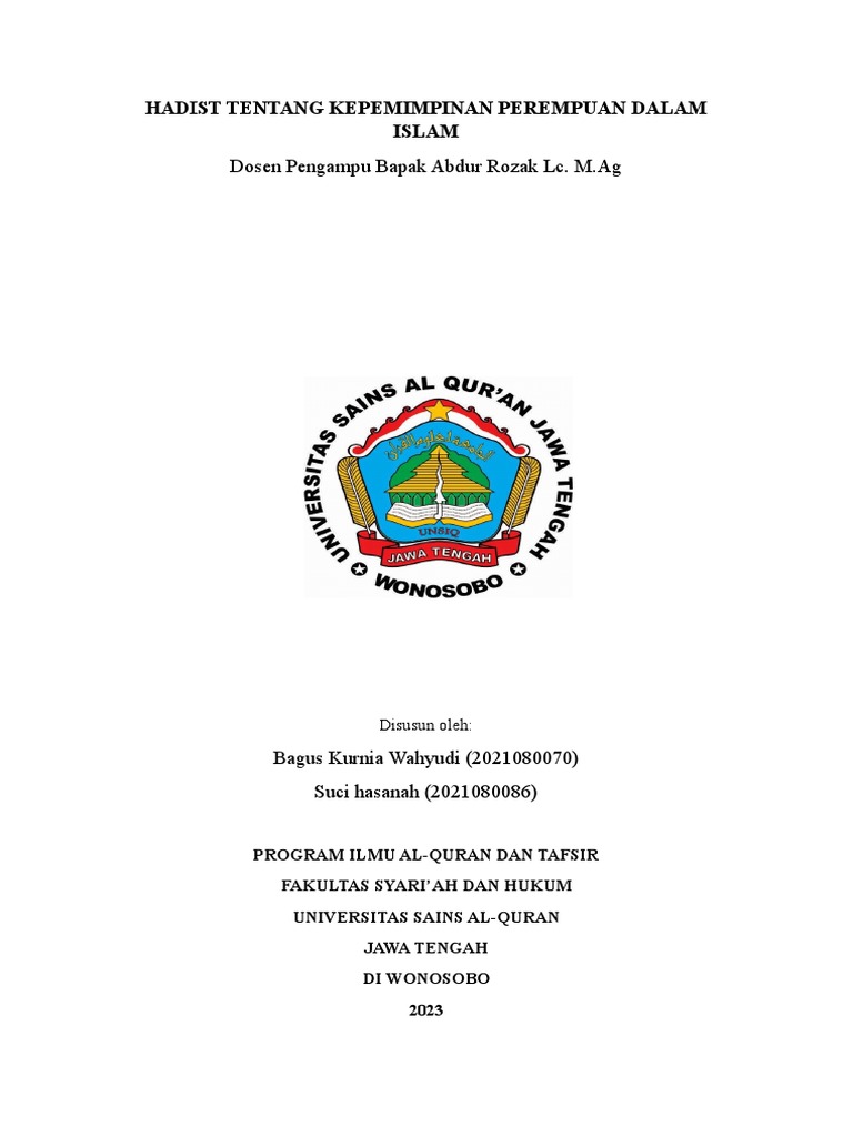 Kepemimpinan Perempuan Dalam Islam | PDF Kepemimpinan Perempuan Dalam Islam | PDF