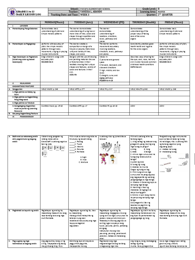 02mapeh-2nd Quarter Week 3 | PDF | Learning | Cognition
