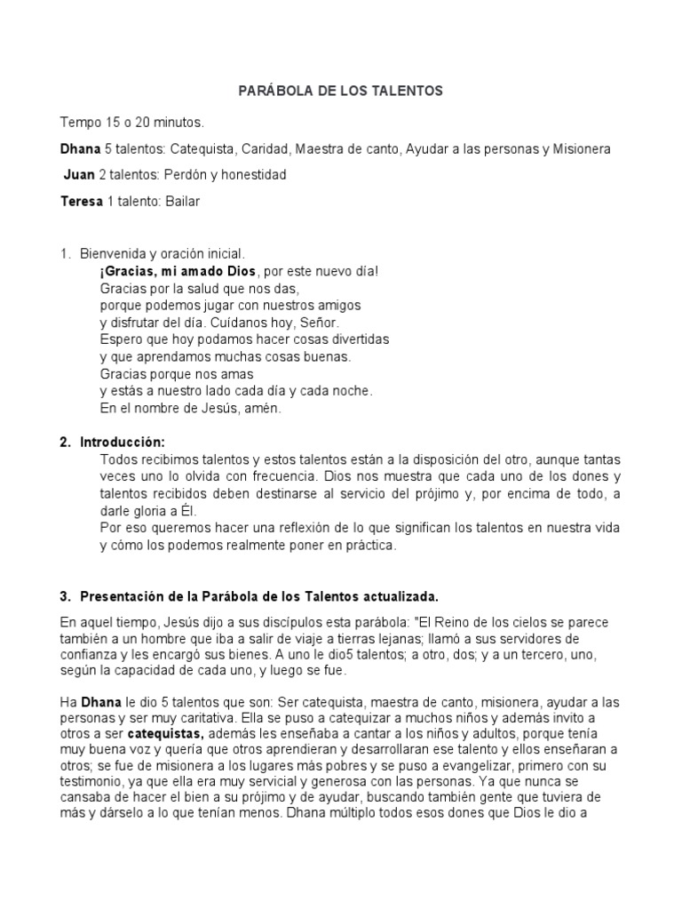 Parábola de Los Talentos | PDF | Parábolas de Jesús