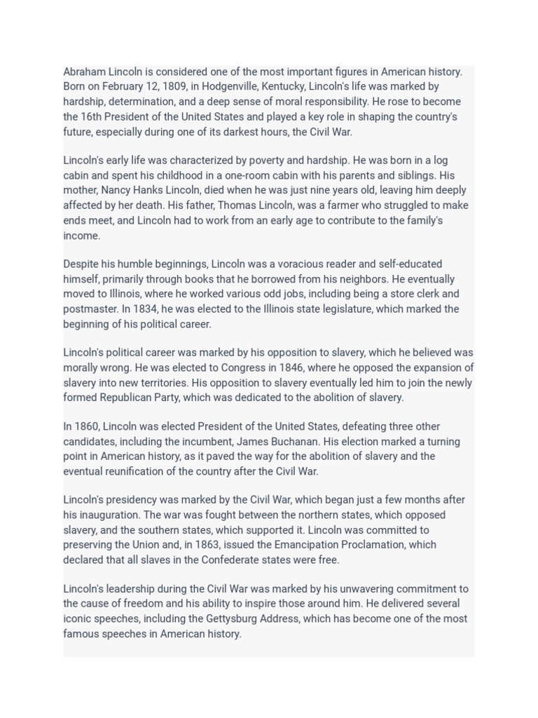 Abraham Lincoln PDF | PDF | Abraham Lincoln | American Civil War