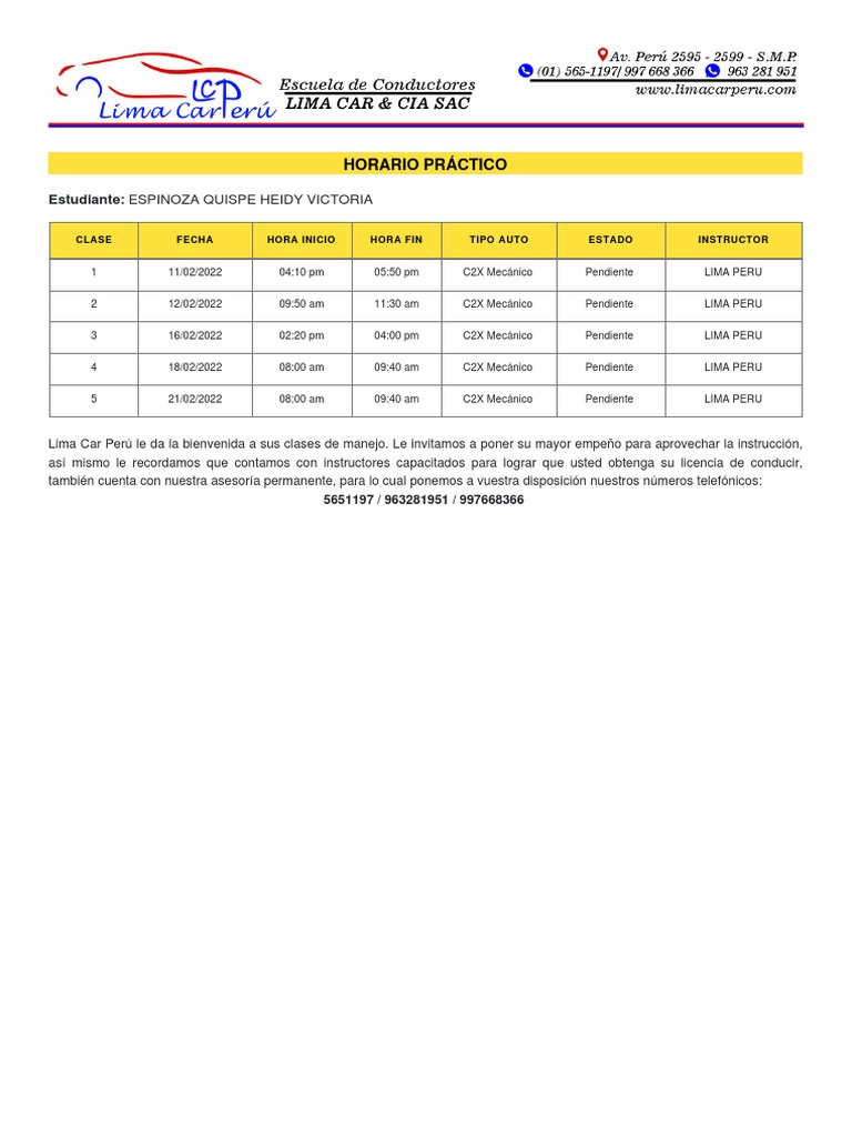 Horario Practica. Srta Heidy PDF | PDF | Tecnología