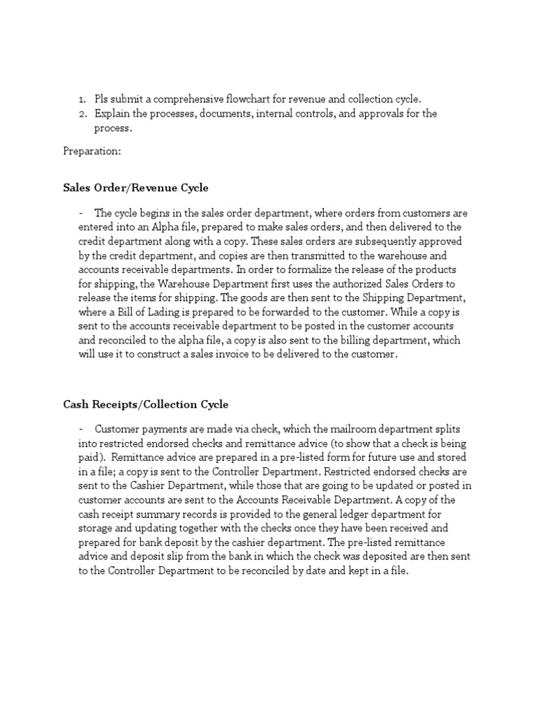 Revenue and Collection Cycle | PDF | Cheque | Invoice