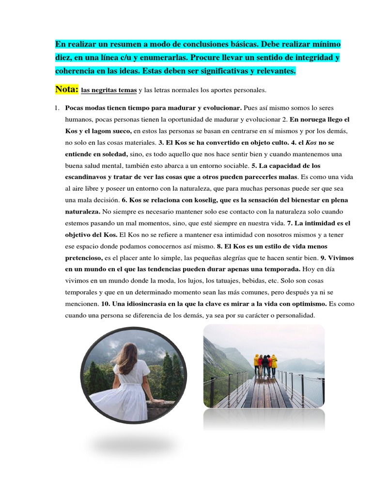 TAREA N6 KOS Filosofía Noruega | PDF | Relaciones personales, crianza y desarrollo personal