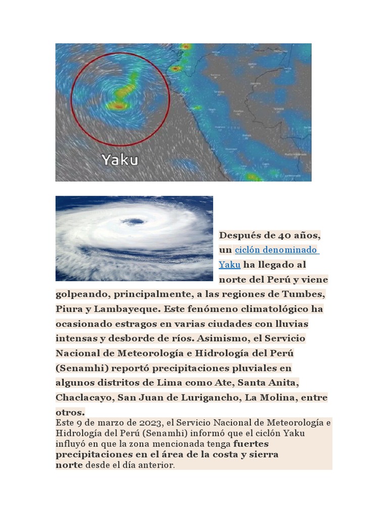 Impacto del ciclón Yaku en Perú | PDF | Ciclones tropicales | Oceanografía
