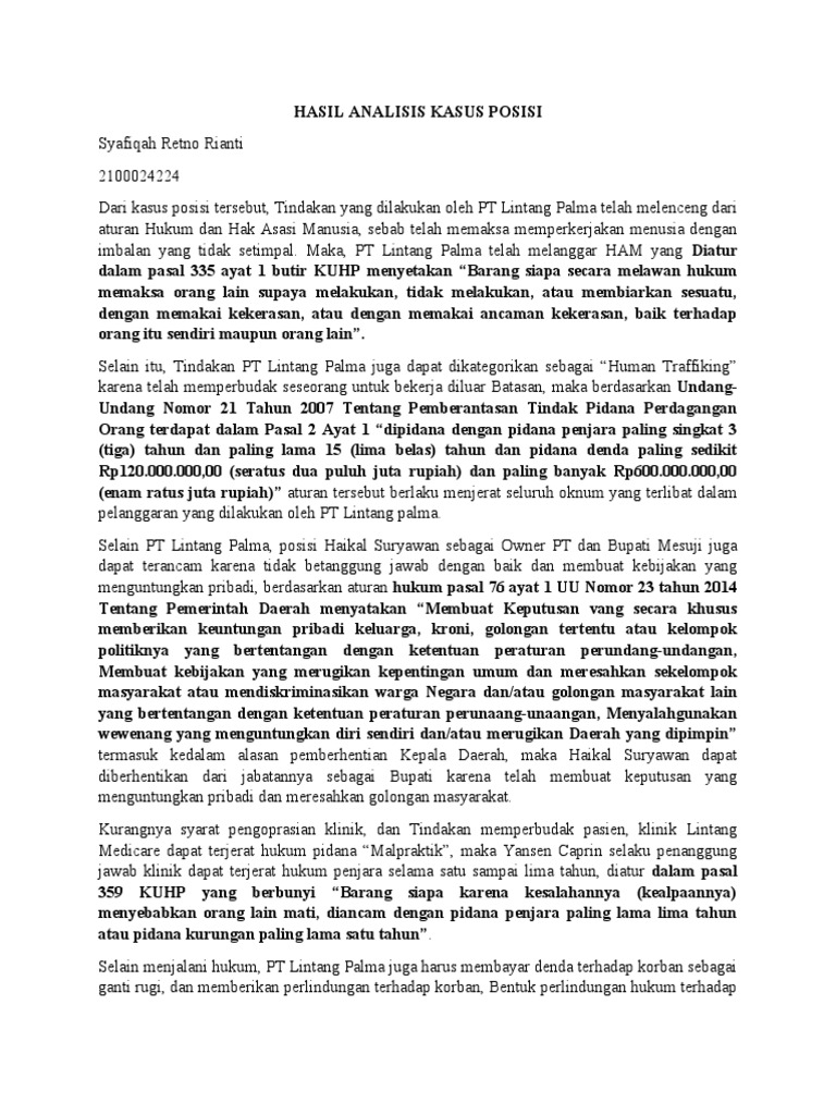 Hasil Analisis Kasus Posisi | PDF