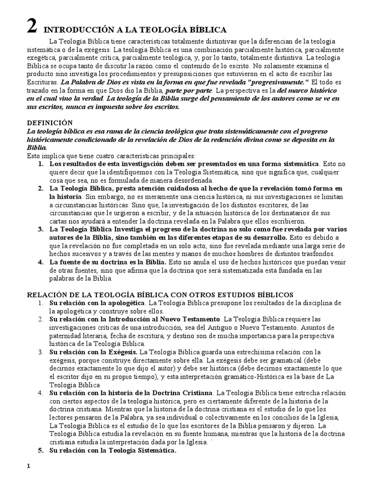 Introducción a la Teología Bíblica | PDF | Biblia | Teología