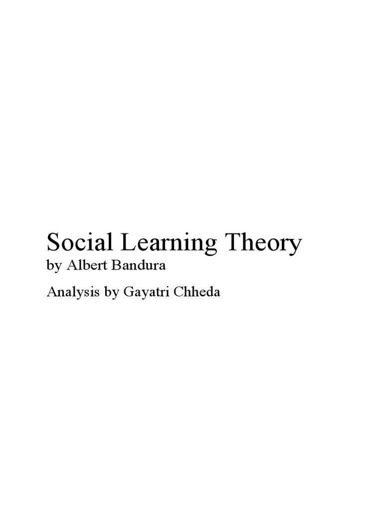 Social Learning Theory | PDF | Imitation | Cognitive Psychology