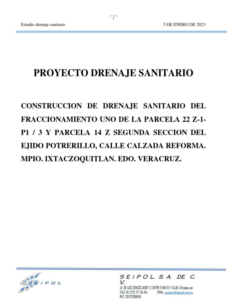 1.proyecto Definitivo PDF | PDF | Alcantarillado | Agua