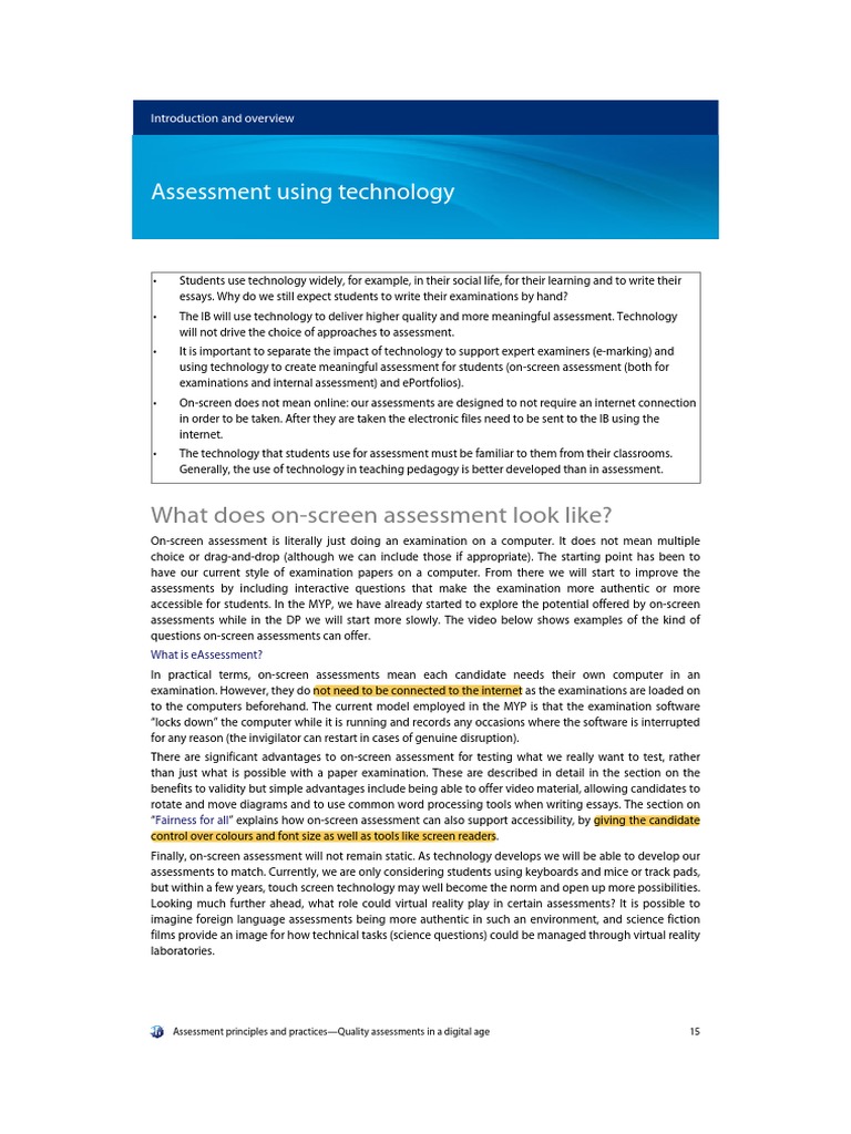 Assessment Using Technology Pdf Educational Assessment Computing