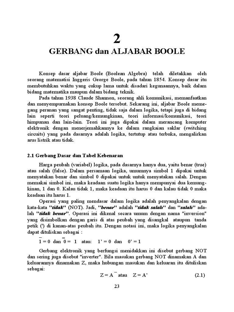 Aljabar Boolean & Gerbang Logika | PDF