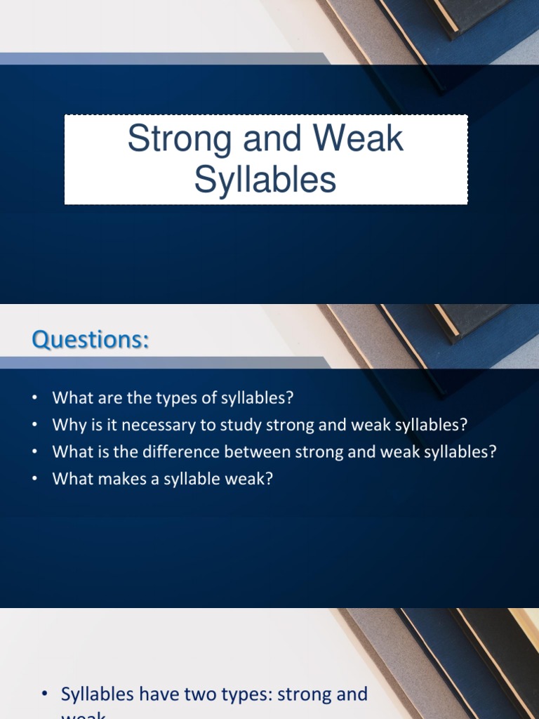 Strong and Weak Syllables PDF | PDF