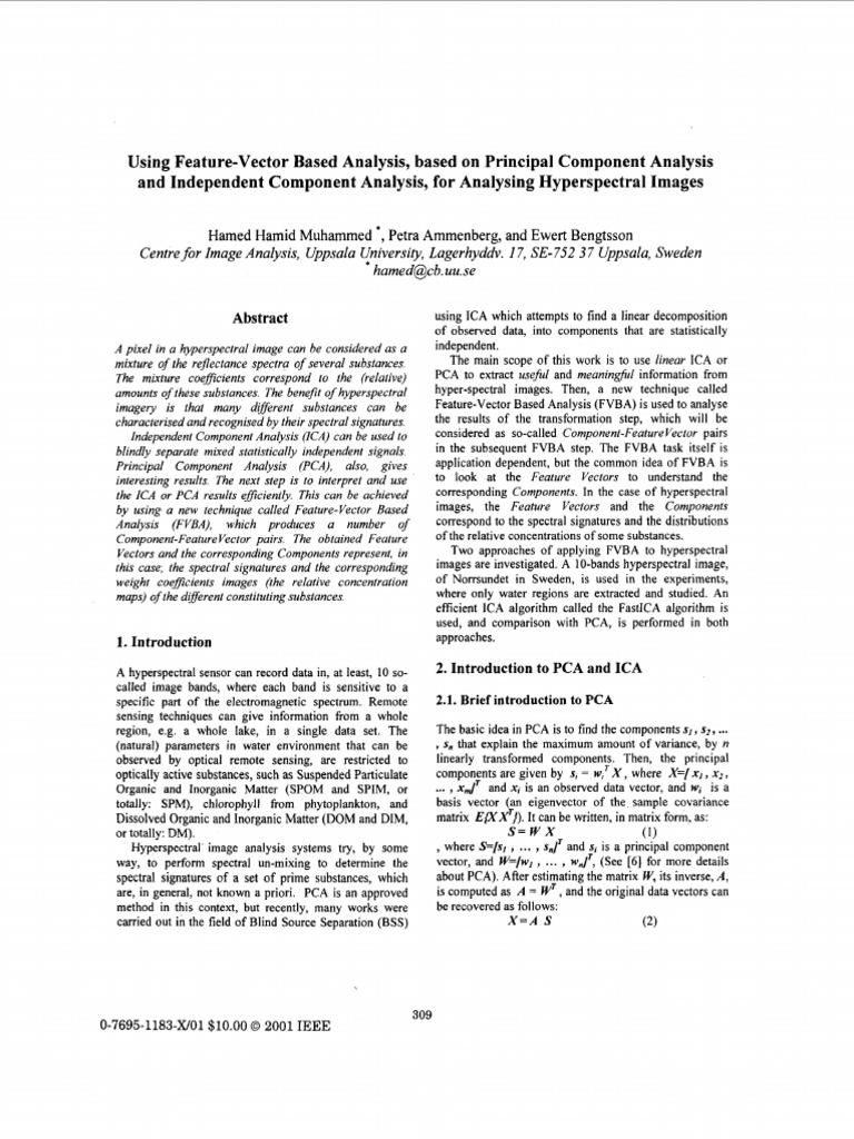Using Featurevector Based Analysis Based On Principal Component | PDF ... Using Featurevector Based Analysis Based On Principal Component | PDF ...