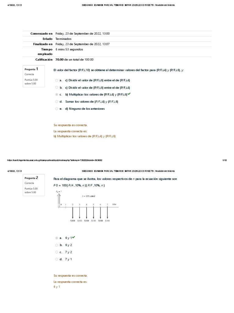 SEGUNDO EXAMEN PARCIAL TEMARIO IMPAR 23.09.22 CORRECTO_ Revisión del intento | PDF | Bancos ...