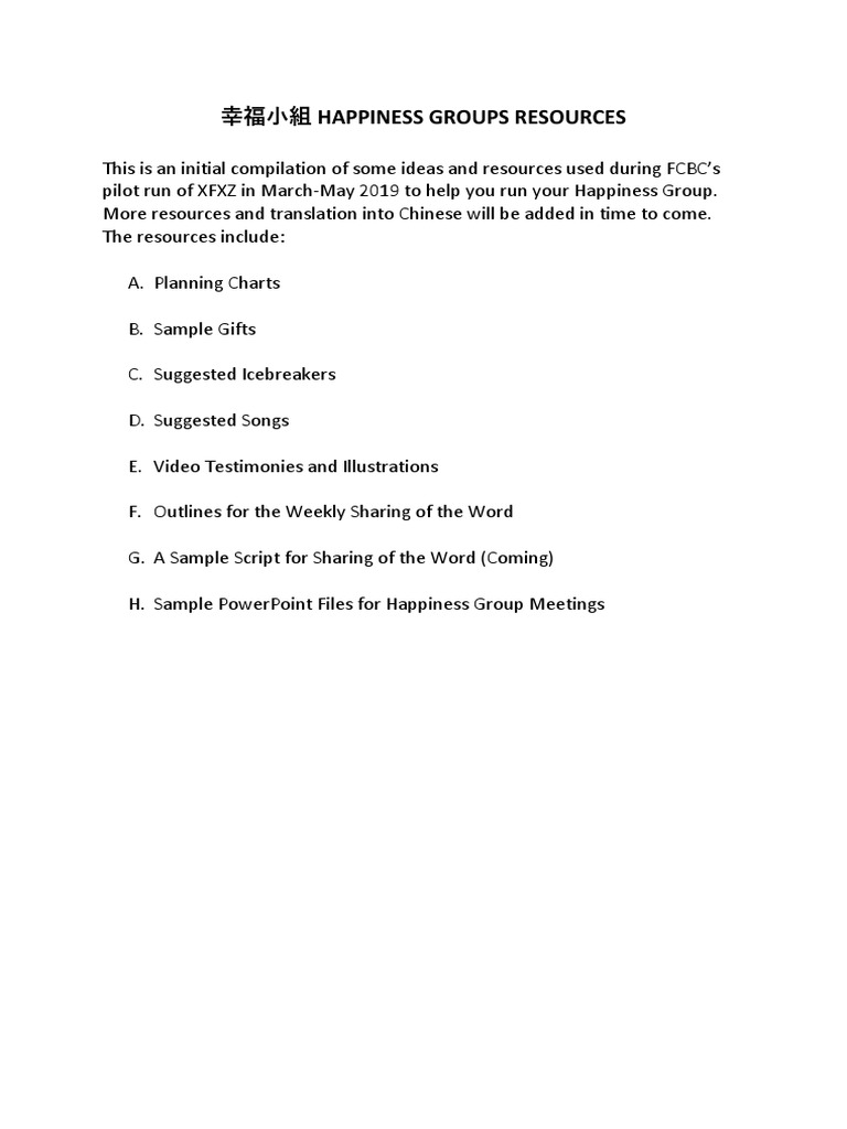 Happiness Groups Ideas and Resources FCBC PDF | PDF | Jesus | Salvation