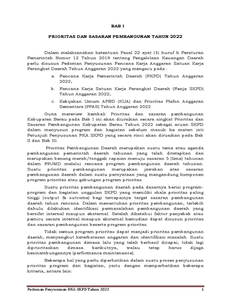 PDF FINAL - Ped.Peny RKA-SKPD Tahun 2022 PDF | PDF