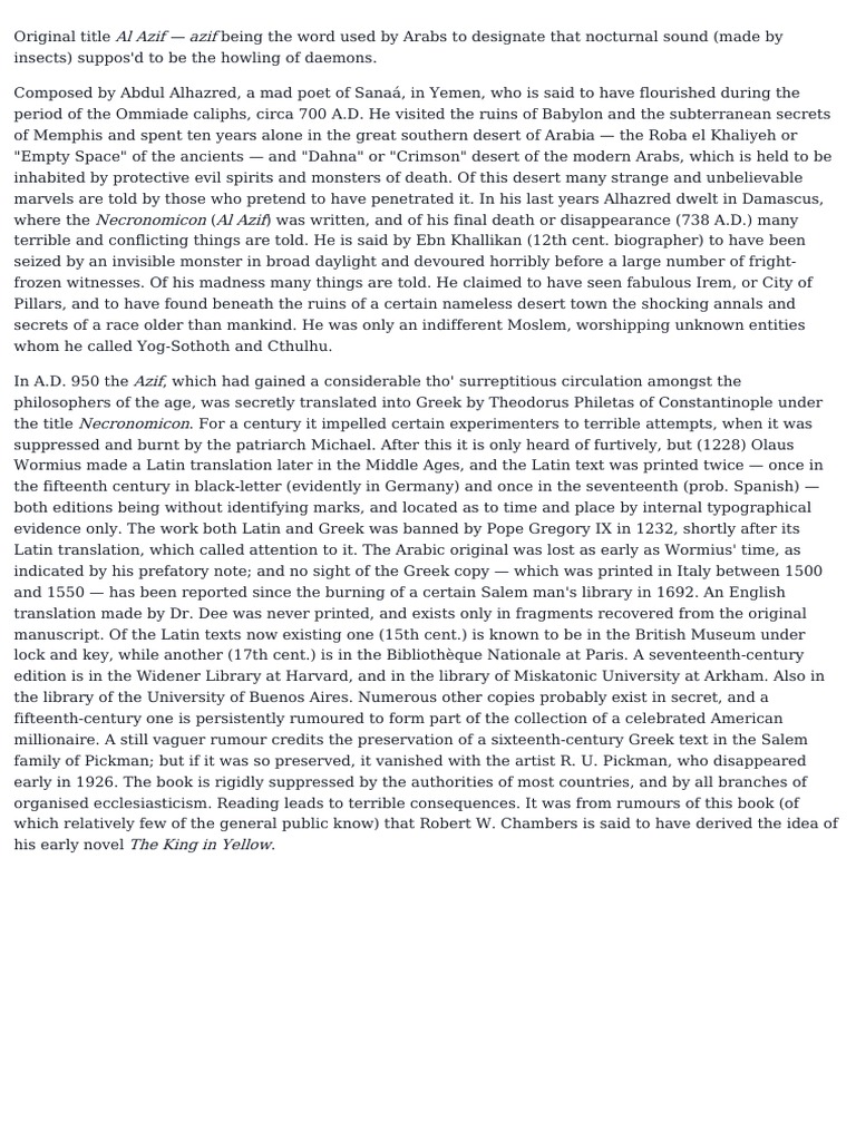 The Forbidden Text: A Summary of the Infamous Necronomicon | PDF ...