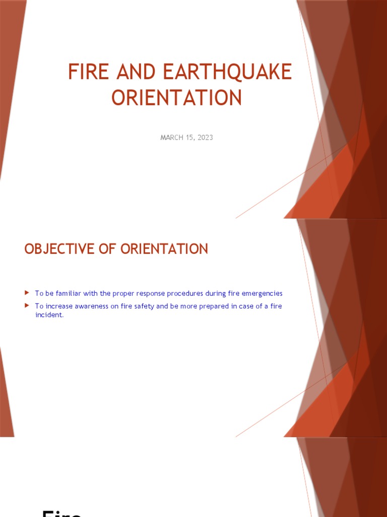 Fire and Earthquake Orientation | PDF