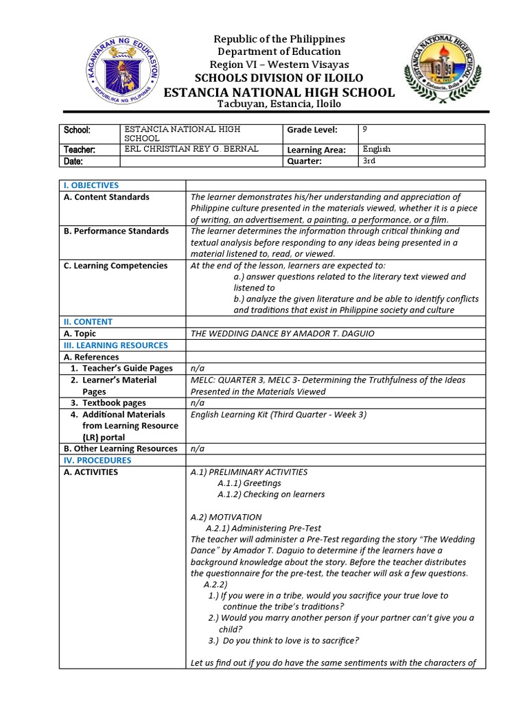 LESSON PLAN STORYTELLING-Wedding | PDF | Learning