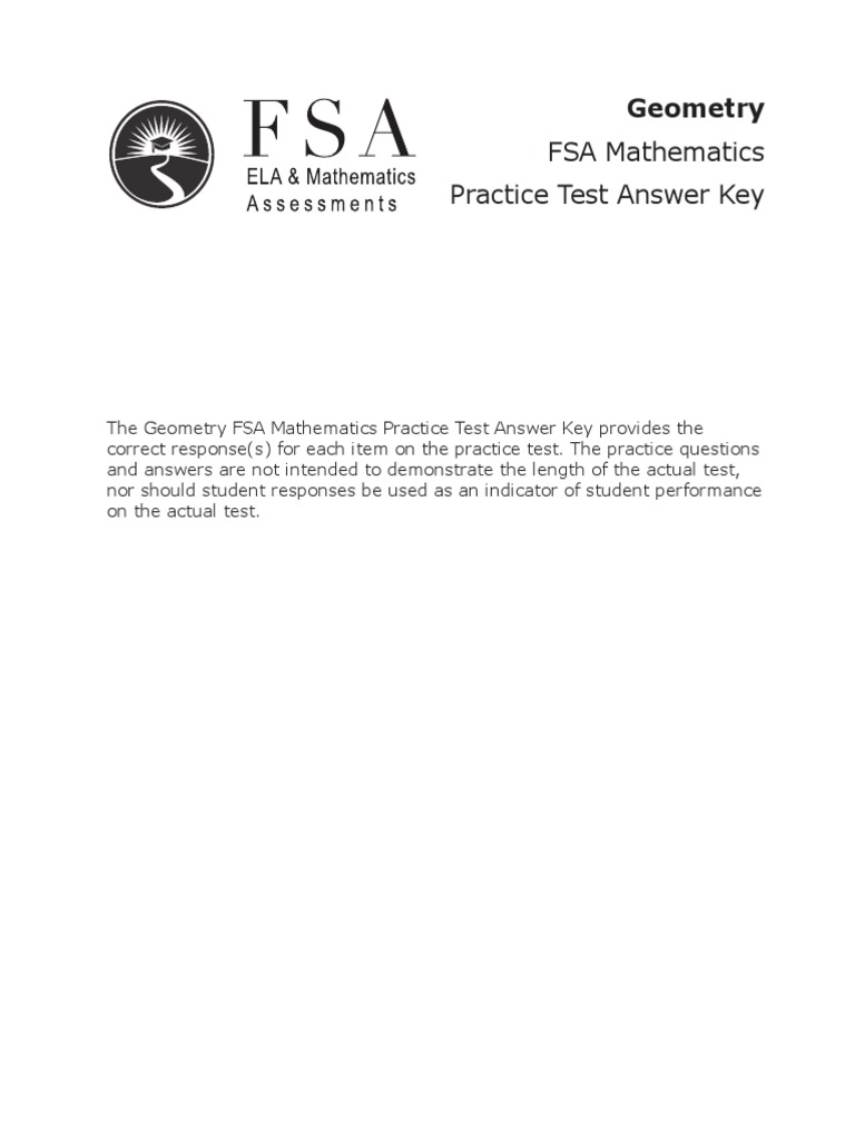 FSA 2020 GEO MTB Practice-Test Answer-Key CBT | PDF | Geometry ...