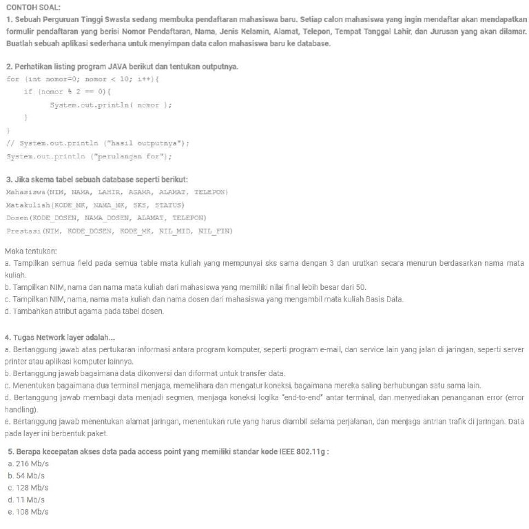 Soal SKB Informatika Komputer | PDF