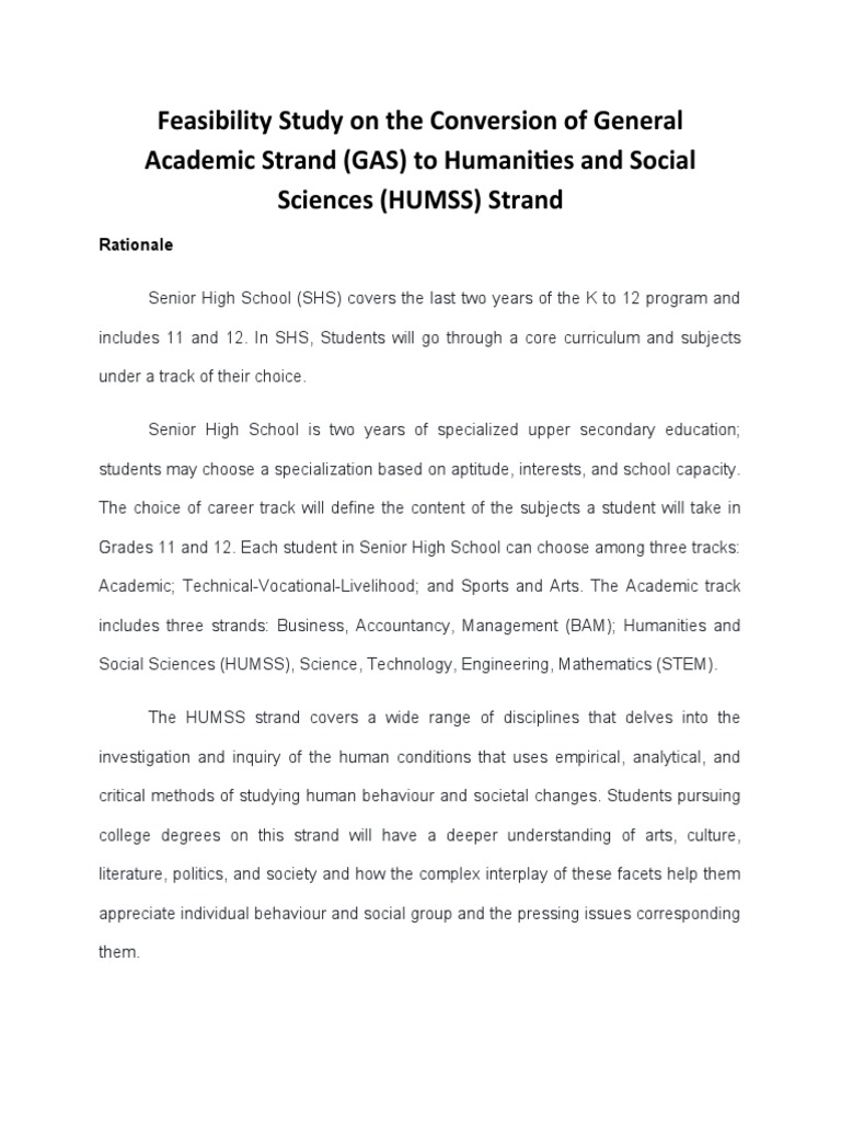 Feasibility Study On The Conversion of General Academic Strand | PDF ... Feasibility Study On The Conversion of General Academic Strand | PDF ...