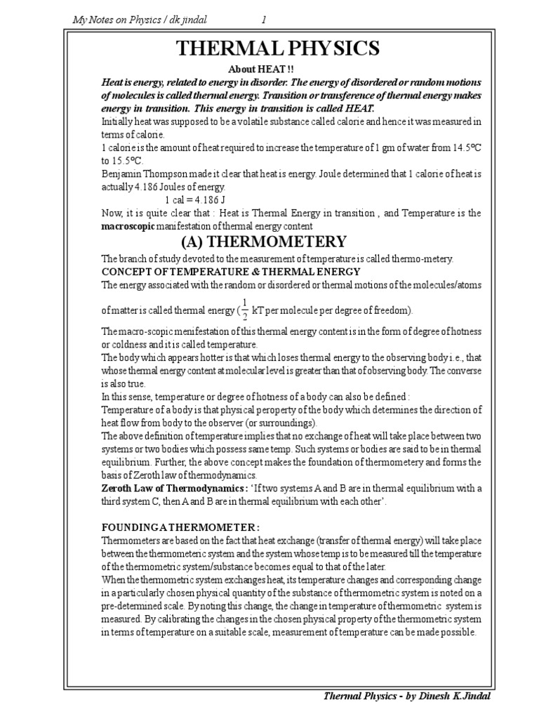 Thermal Physics PDF | Download Free PDF | Temperature | Thermal Expansion