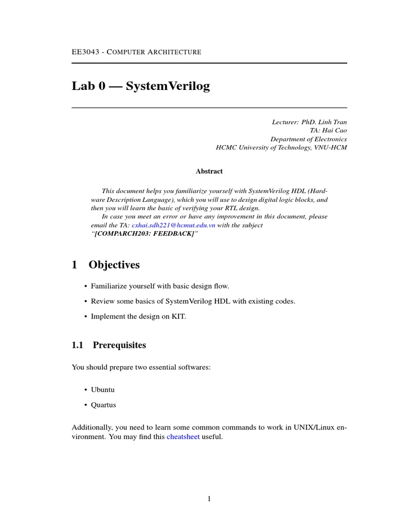 Lab 0 | PDF | Hardware Description Language | Formal Verification