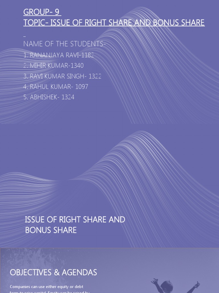 Issue of Right Share and Bonus Share | PDF | Dividend | Financial Capital