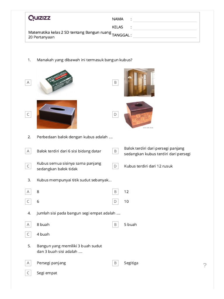 Soal Bangun Ruang Kelas 2 SD | PDF