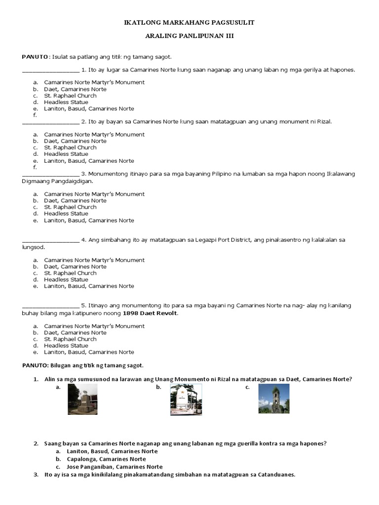 2nd Quarter Test Ap 3 | PDF