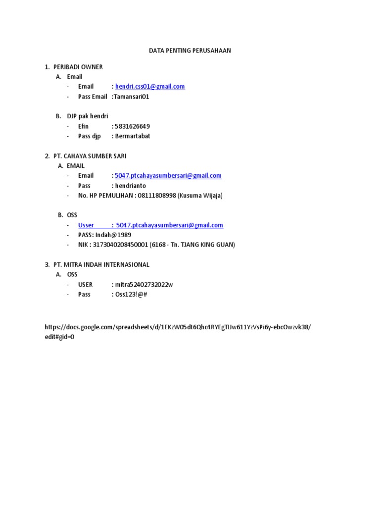 Data Penting Perusahaan | PDF Data Penting Perusahaan | PDF