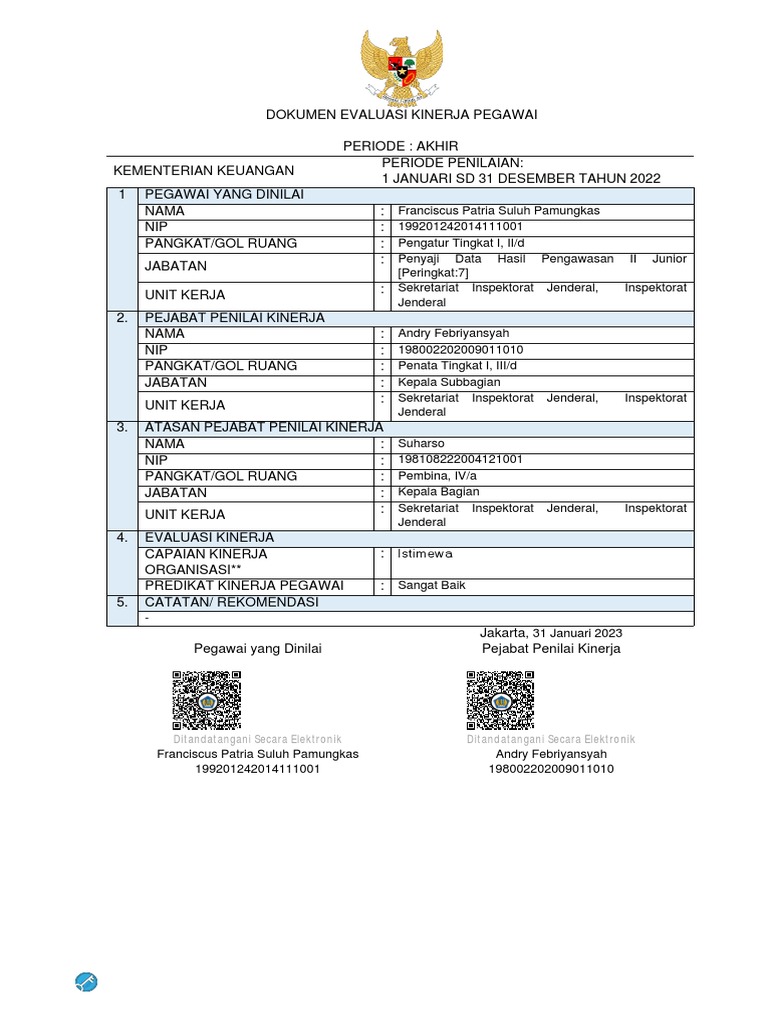 Dokumen Evaluasi Kinerja | PDF