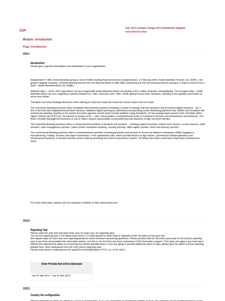 Carbon Disclosure Project 2015 | PDF | Climate Change Mitigation ...