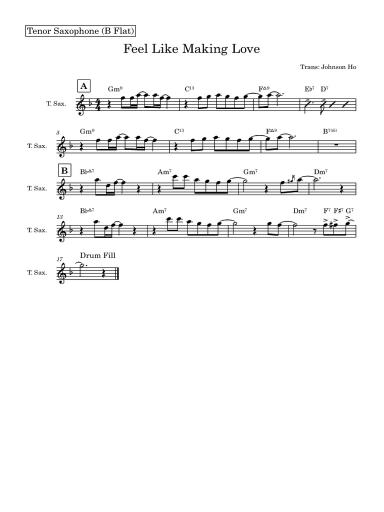 Feel Like Making Love - Tenor Saxophone (B Flat) | PDF