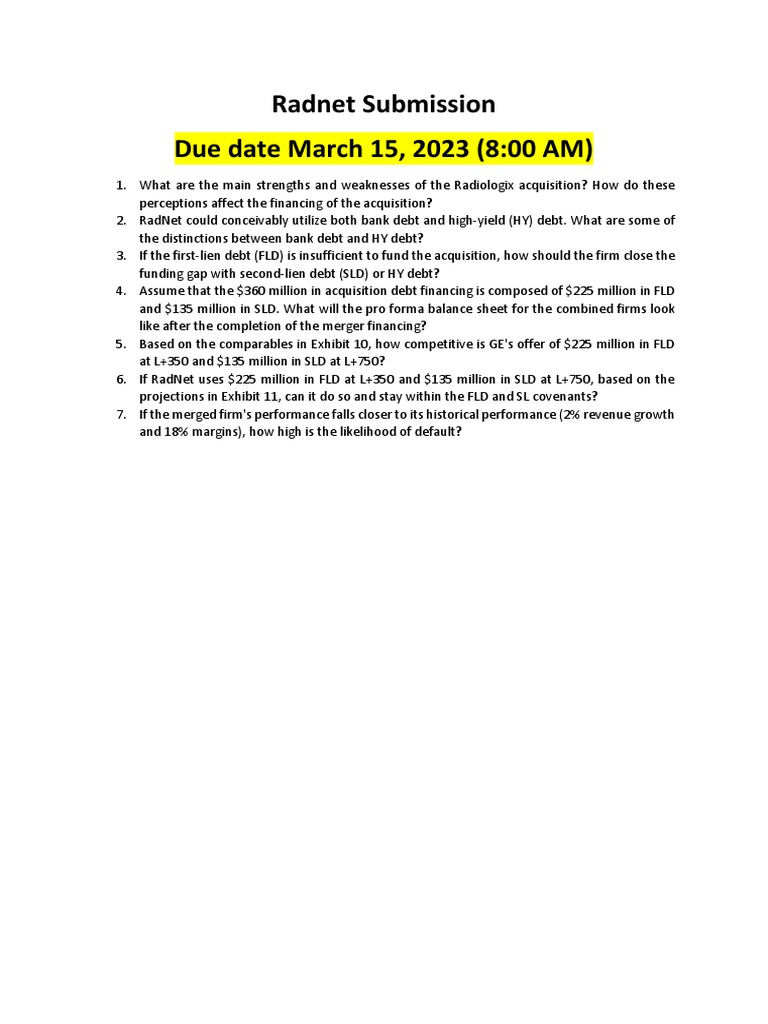 Radnet Case Questions | PDF