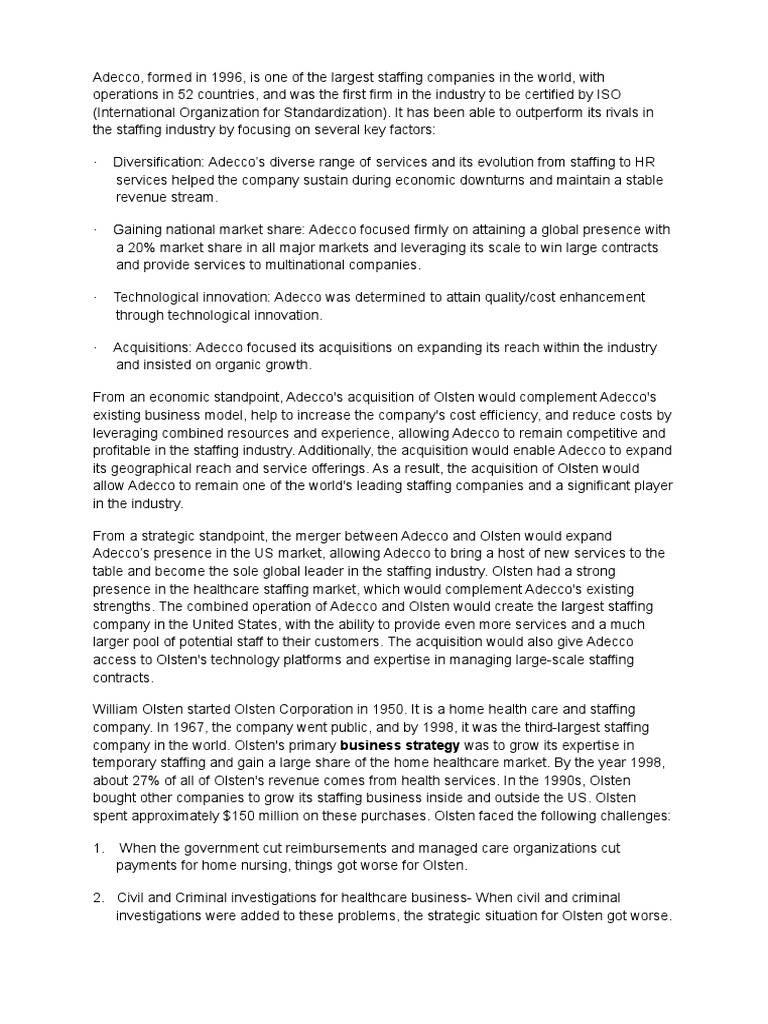 Adecco Case Solution APO 3 | PDF | Economies | Financial Markets