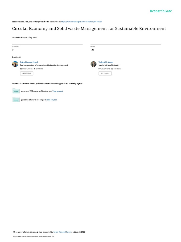 Circular Economy & Solid Waste Management | PDF | Waste | Municipal ...